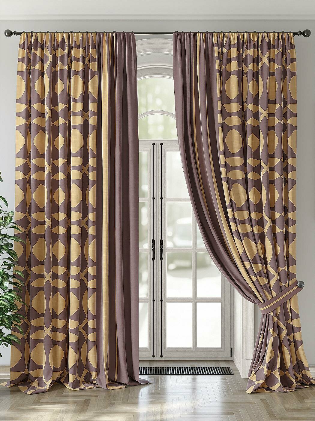 Штора для спальни и гостиной готовая 220x260 см с рисунком (953026-260)