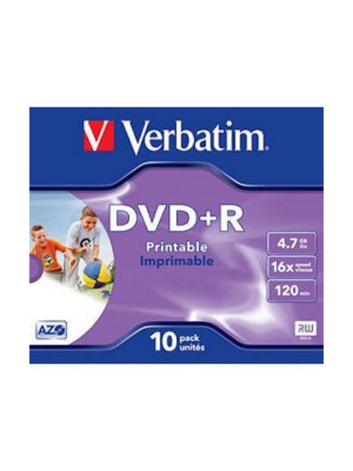 43508 Диски DVD+R Verbatim 16-x, 4.7 Gb, Printable (Jewel Case, 10шт.)