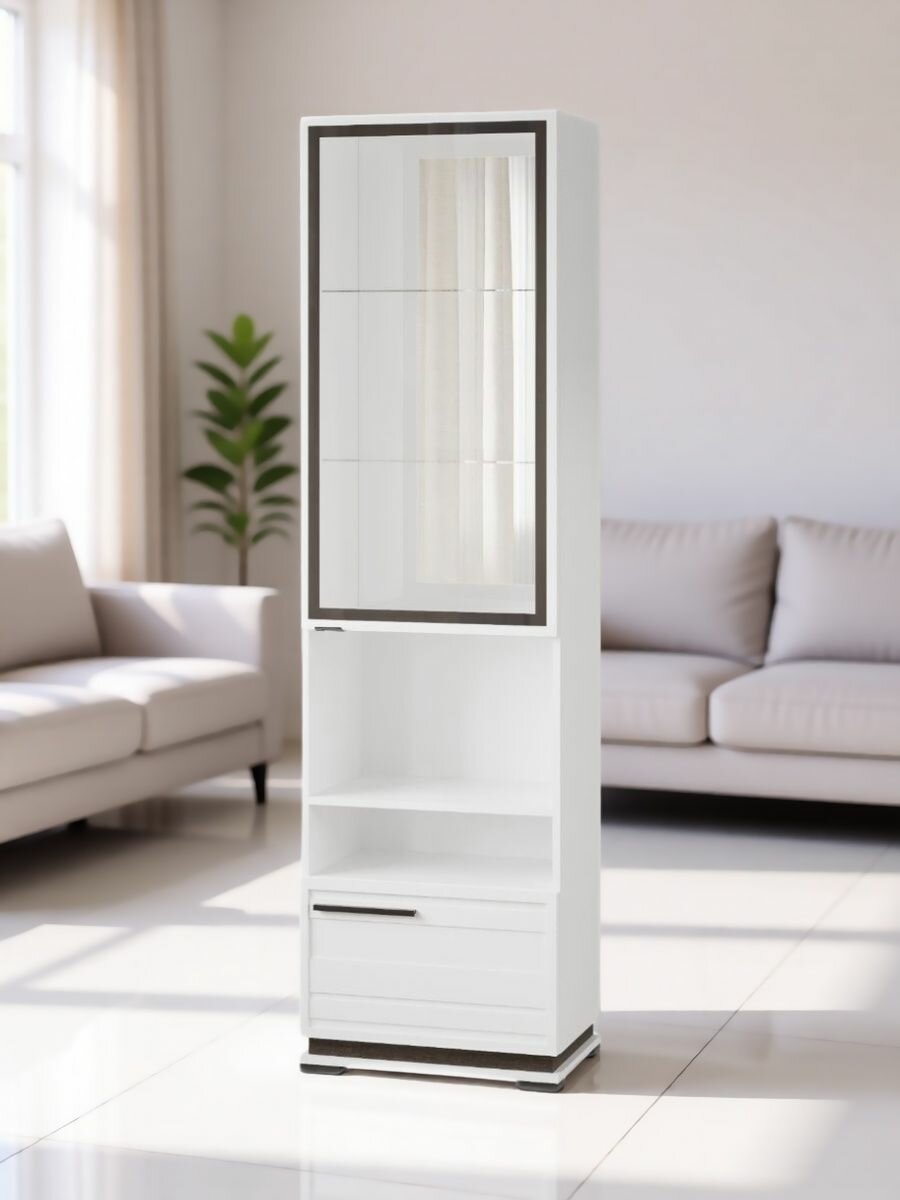 Шкаф-пенал Домани Модена МШ 3 560х2100х406, Белый/Венге