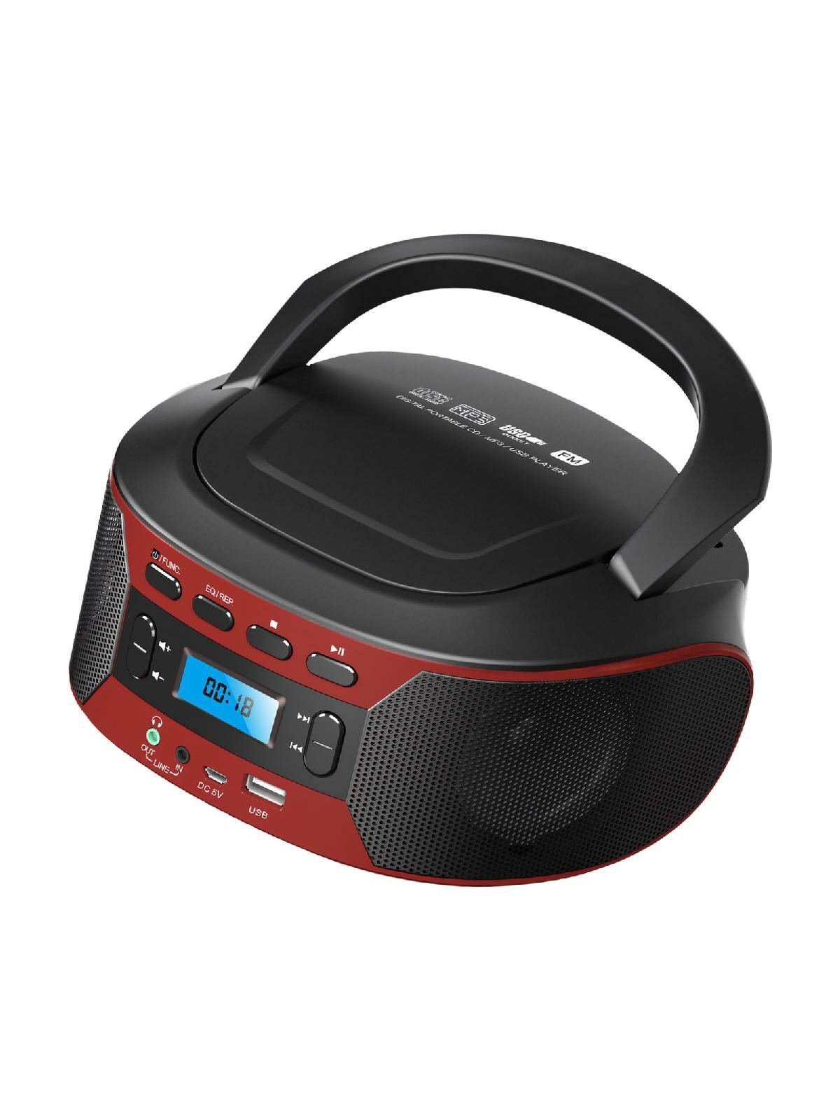 Классический музыкальный плеер Boombox с FM-радио, совместимым с Bluetooth-совместимым подключением и USB-портом ABS