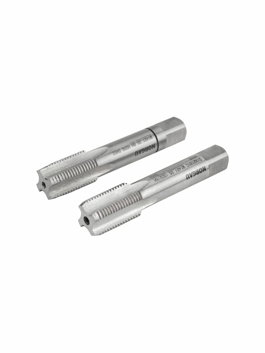 Набор метчиков NORGAU Industrial MF 14x1.25, из HSS, по стали, чугуну и цветным металлам, 2 предмета.