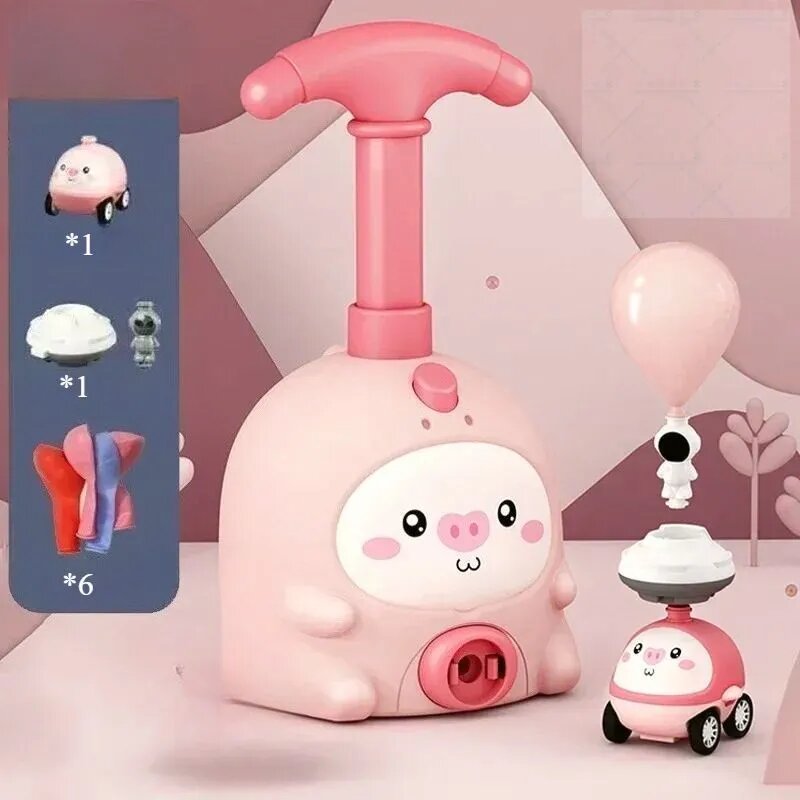 Пусковая игрушка Веселый насос с шариками для детей 3-5 лет, пластиковая, розовая, на колесиках