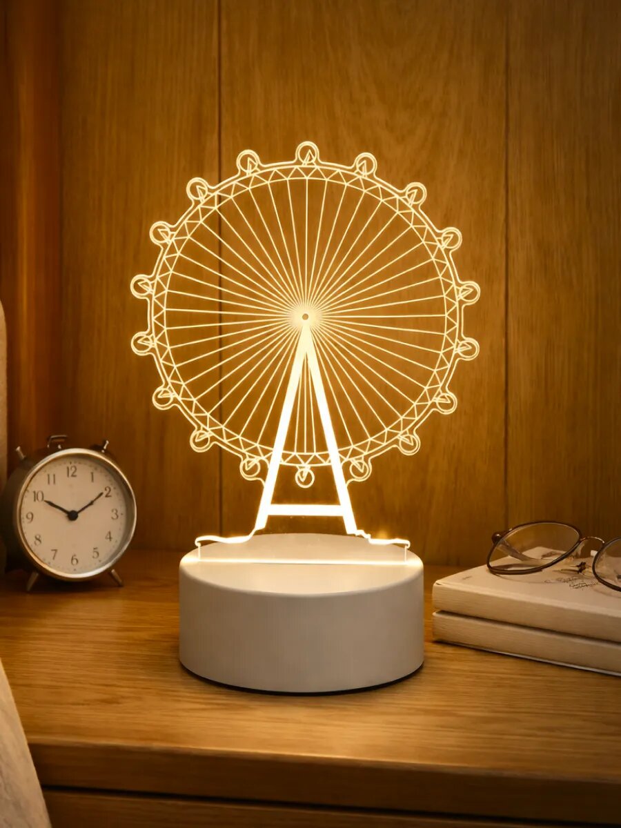 Настольный 3D светильник ночник декоративный Колесо Обозрения