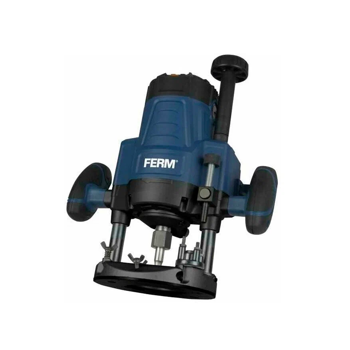 Фрезерная машина Ferm PRM1019P, с размерами цанги 6, 8 и 12 мм и мощностью 2200 Вт.