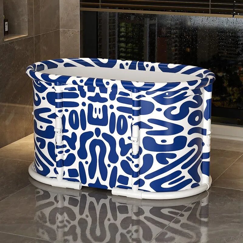 Ванна складная прямоугольная 95x55x55 см, темно-синий цвет, отдельностоящая установка, универсальная