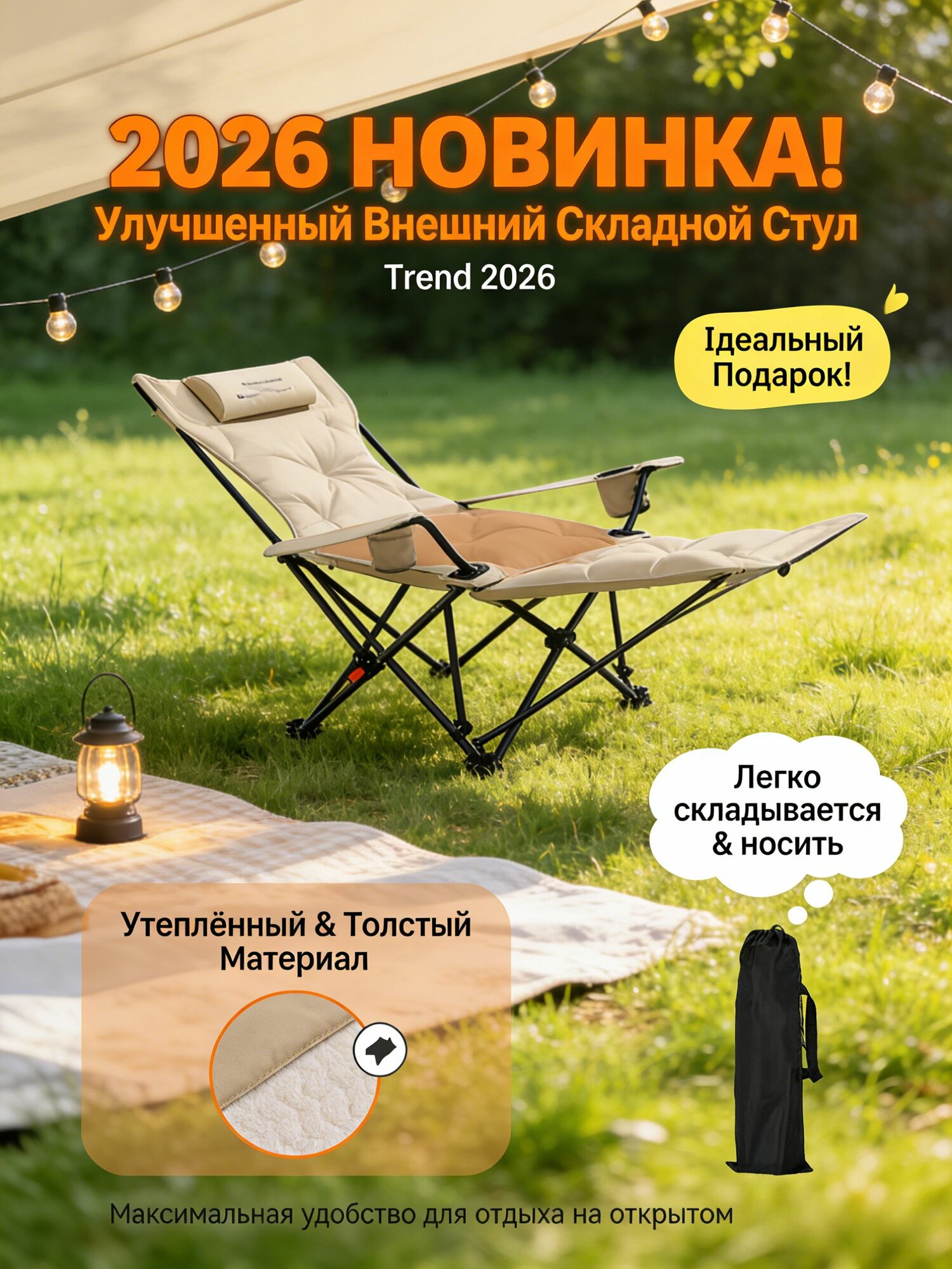 Походный утолщенный хлопчатобумажный лунный стул с регулируемым откидным креслом для обеденного перерыва, диван-кресло, складной стул, увеличенная и расширенная раскладная кровать