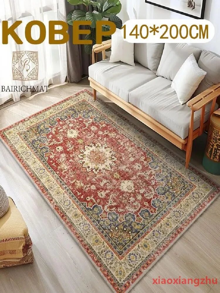 Ковер 140x200 см, красный, войлок, машинная работа, прямоугольная форма, для дома