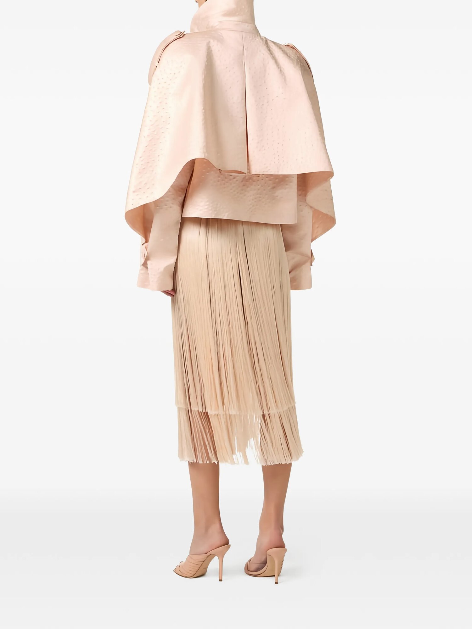 Пиджак Elisabetta Franchi Ostrich-print taffeta jacket, размер 38, розовый — фото 1