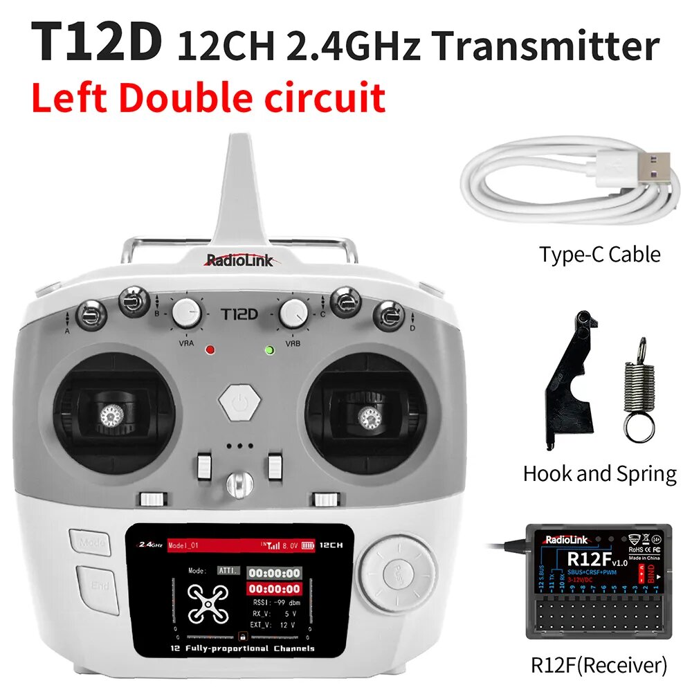 Radiomaster T12D 12CH 2.4GHz Передатчик для радиоуправляемых моделей, черный