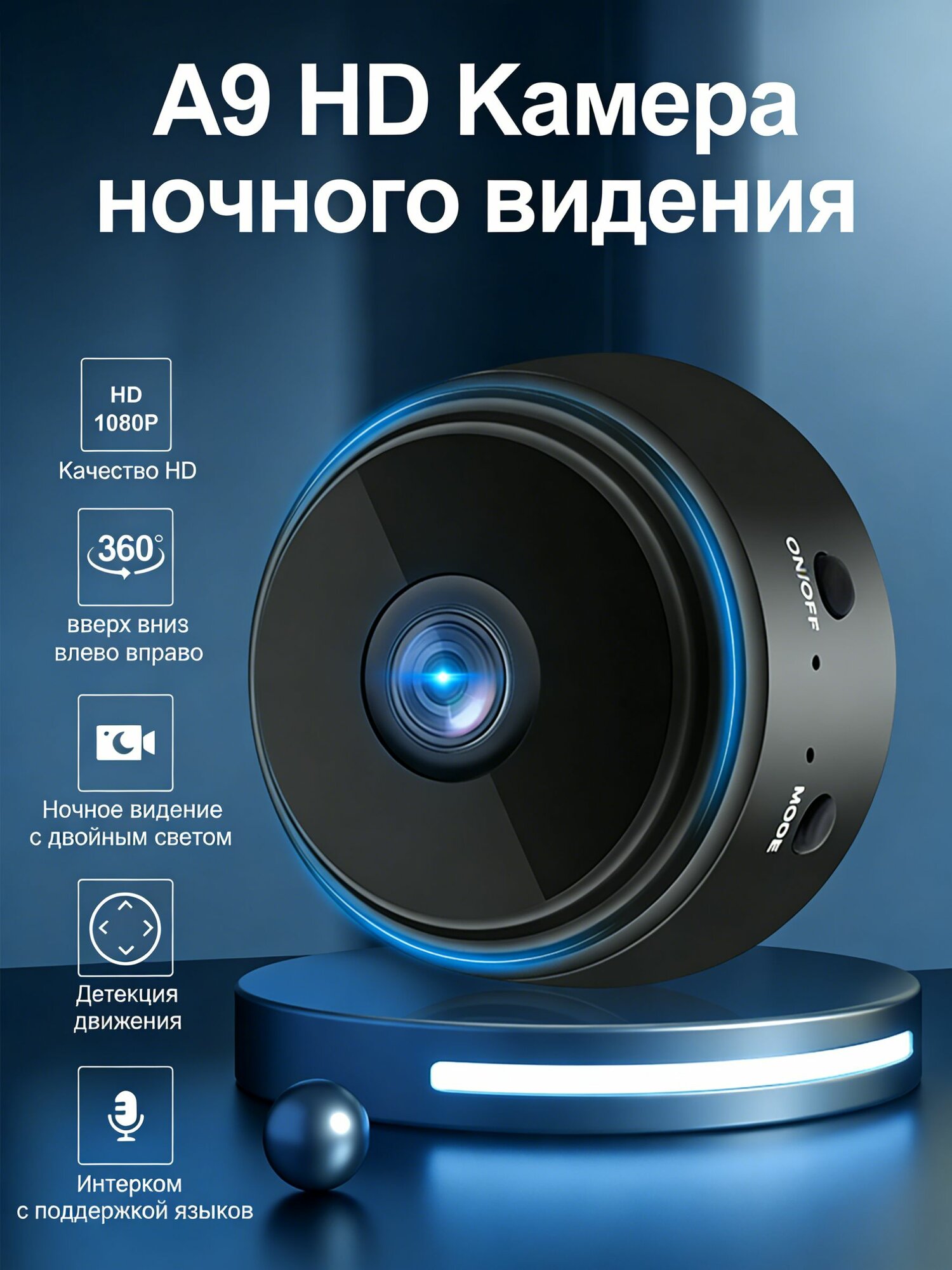 Wi-Fi мини-камера для дома с приложением: камера-няня для наблюдения за детьми и питомцами в помещении, запись видео по детектору движения, удаленный просмотр через телефон