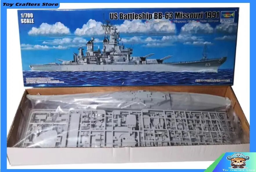 Эксклюзивная пластиковая модель 1991 года, американский линкор BB63 Missouri в масштабе 1/700 от Trumpeter, артикул 05705