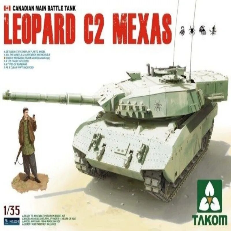 TAKOM 2003 1/35 Канада Основной боевой танк Леопард c2 Mexas Модель танка