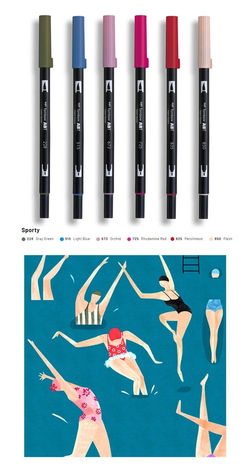 Япония TOMBOW AB-T 10/12 шт ручка-кисть для каллиграфии Профессиональный водный маркер с двойной головкой ручка для почерка живопись товары для рукоделия