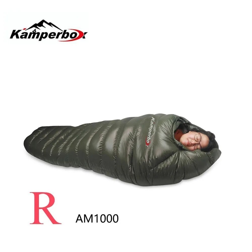 Kamperbox AM1000 туристический спальный мешок 205 см для одного человека с пухом и компрессионным мешком