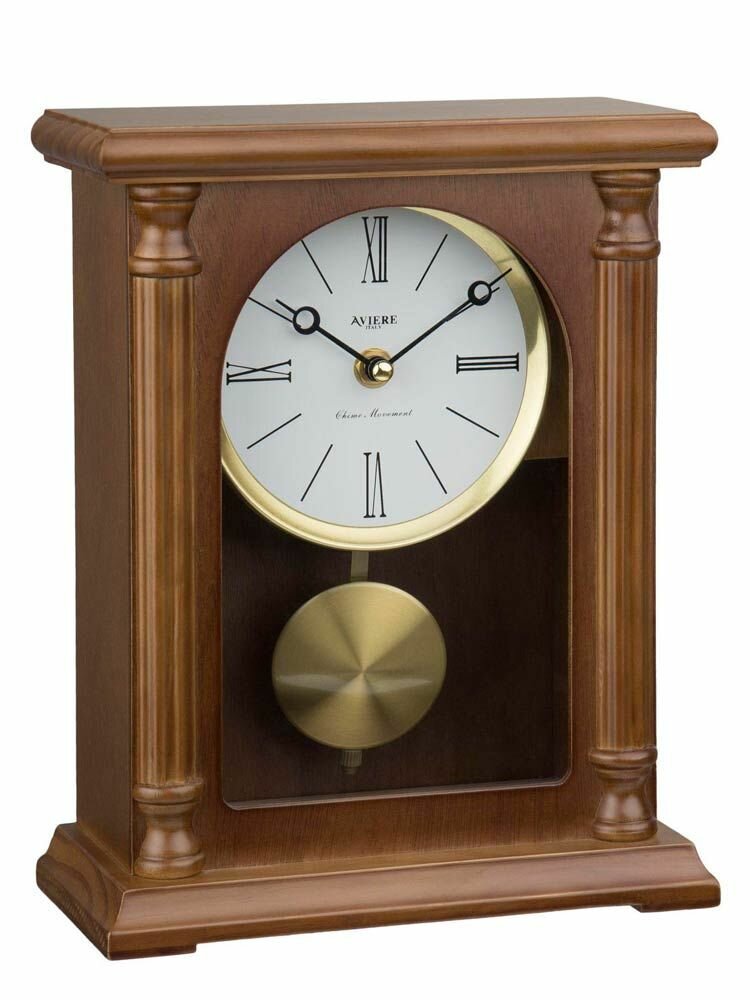 Часы настольные каминные с маятником, деревянные для дома на стол и камин, коричневые AV03501N
