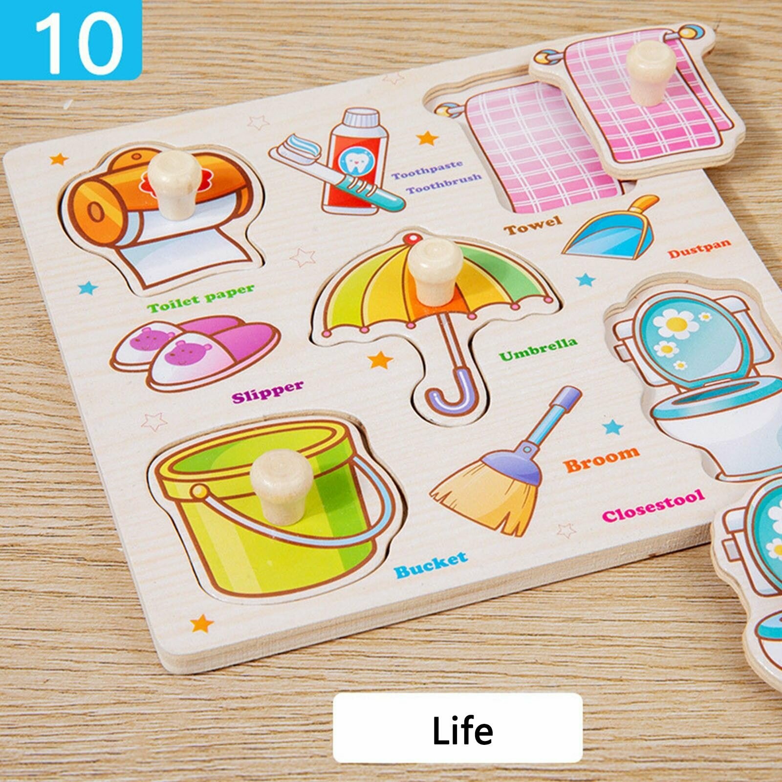 Пазлы, Деревянный пазл с цифрами и буквами для раннего обучения и воспитания ребенка