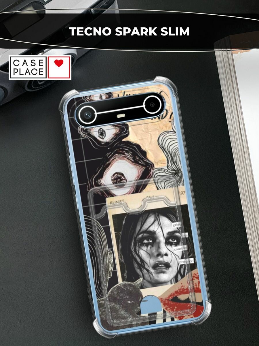 Чехол на Tecno Spark Slim (Текно Спарк Слим) с картой и принтом Where is my mind