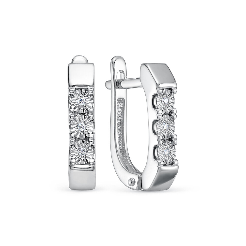 Серьги, белое золото, 585 проба, бриллиант