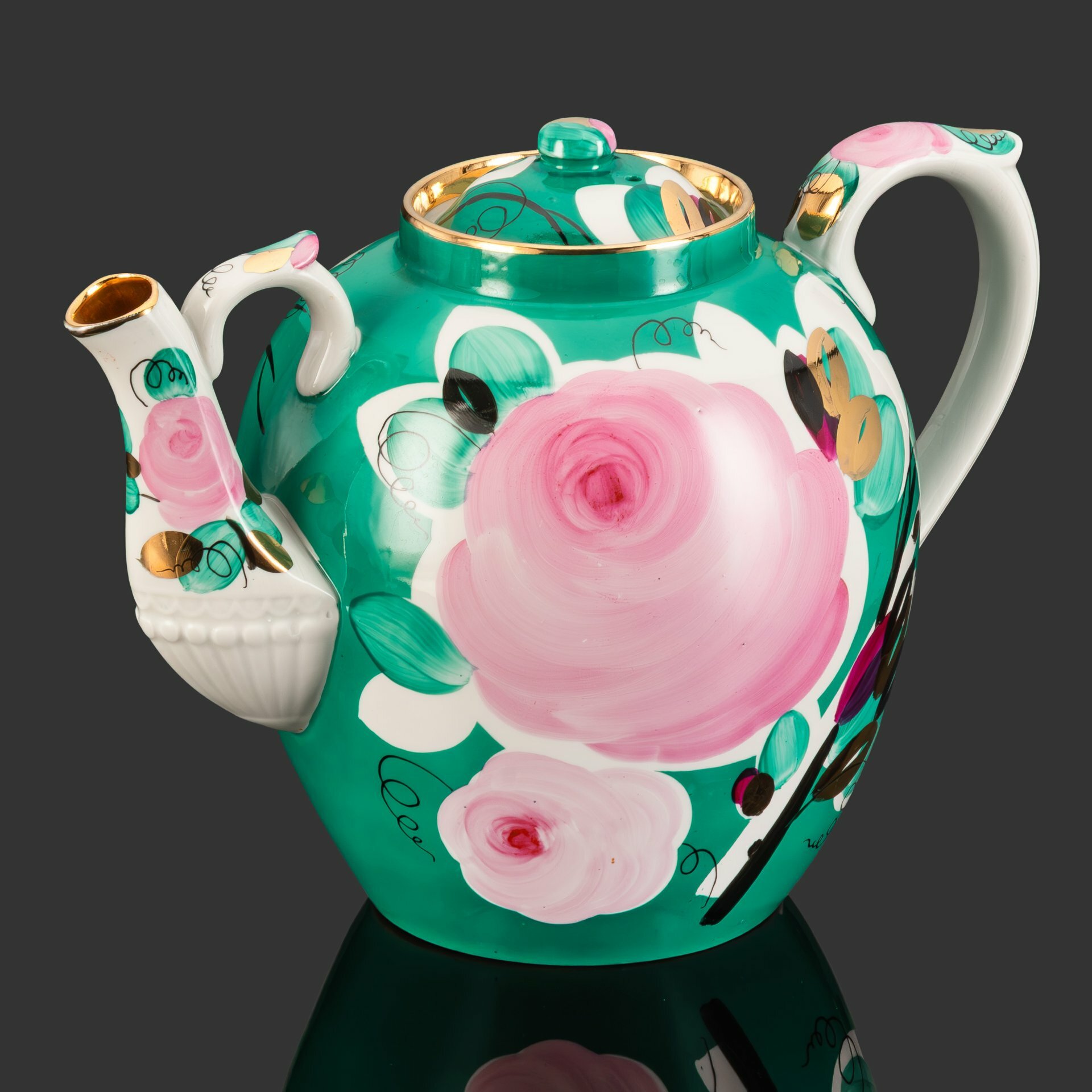 Чайник доливной (трактирный) "Нарядный", автор Яснецов В. К, фарфор, роспись