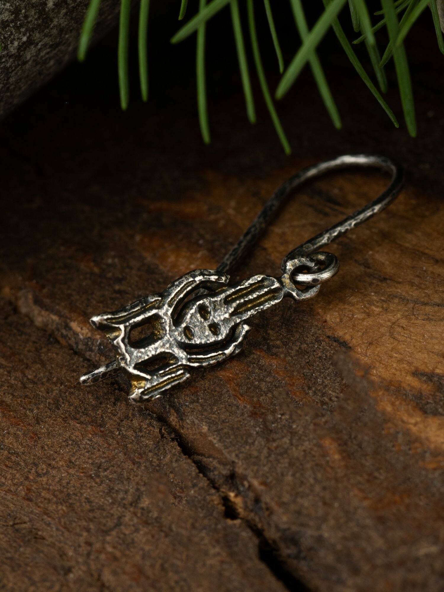 Серьги, серебро, 925 проба, чернение