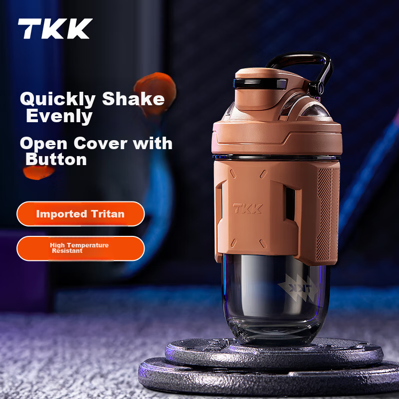 TKK Sports большой объем спортивная бутылка для мужчин 700 мл термостойкая Tritan с мешалкой Цвет：Оранжевый [Утолщенный