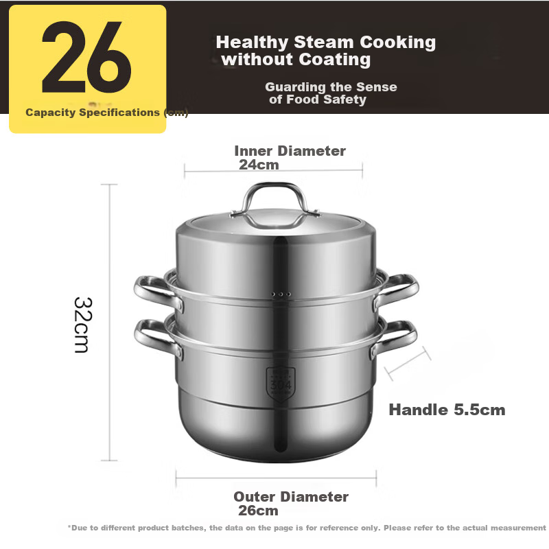 COOKER KING трехслойная пароварка из нержавеющей стали 304 с композитным дном для паровых булочек и пельменей, 26 см