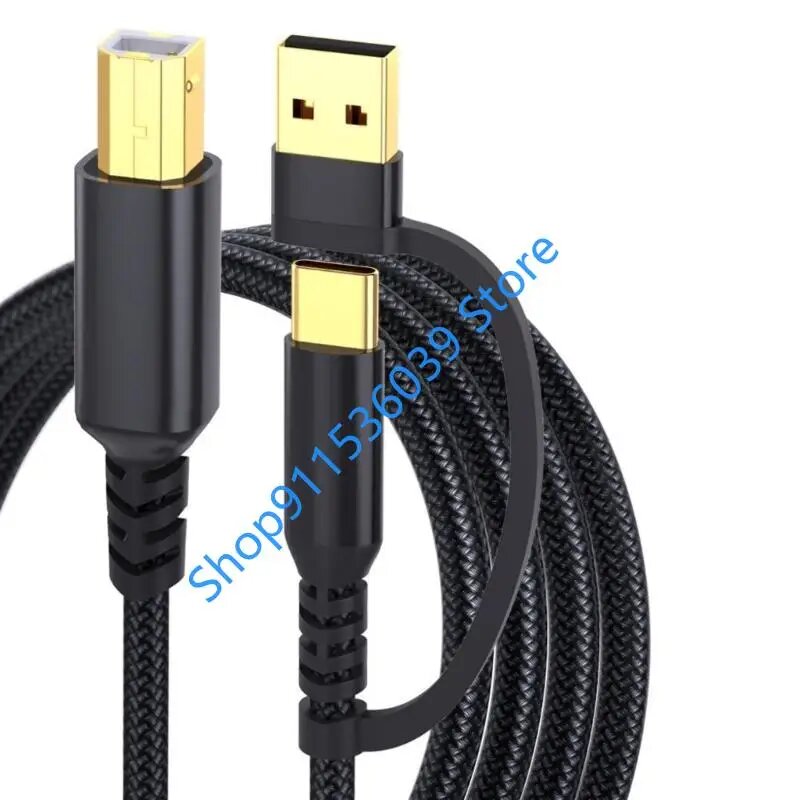 USB Type-C - USB Type B 2.0, 2 м, черный
