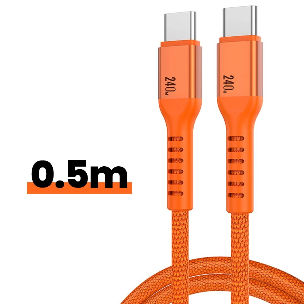 Кабель USB-C - USB-C 0.5m Orange 240W