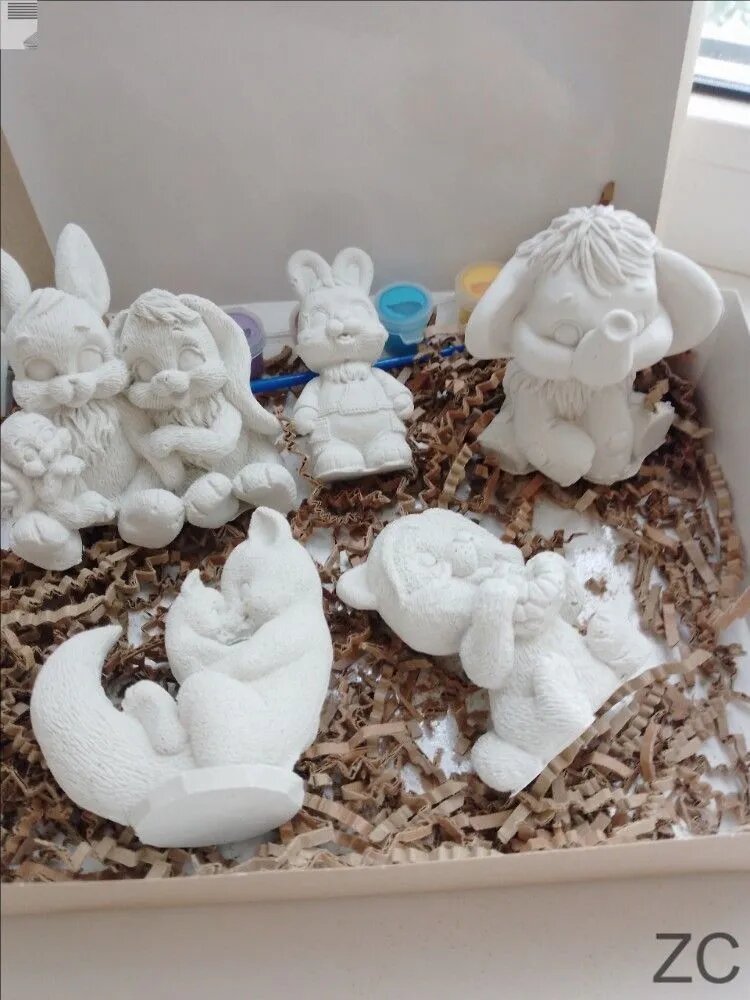 Набор для рисования, росписи 5 фигурок - Белые гипсовые фигурки для раскрашивания