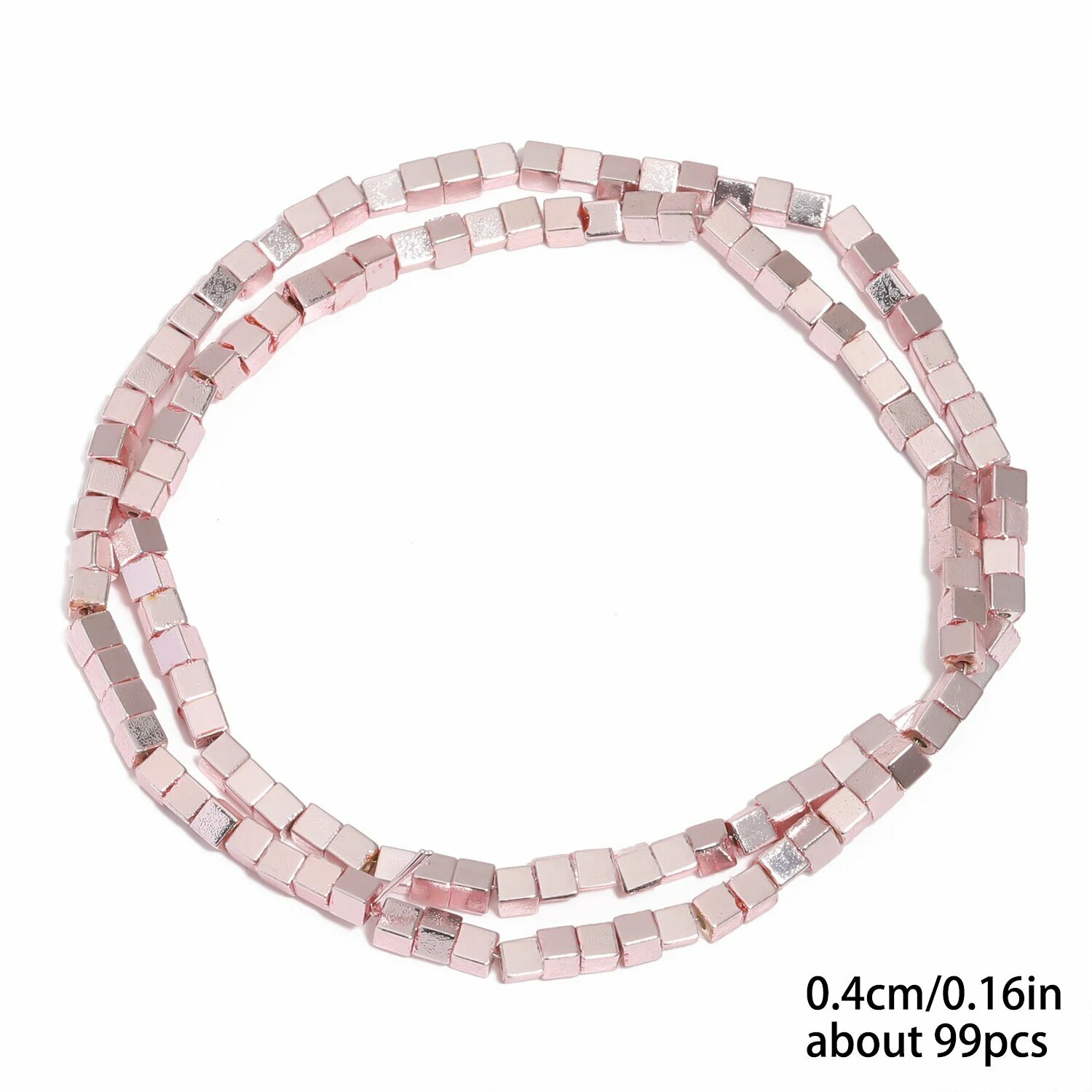 Бусины кубик 4 мм, розовый гематит JILKOL