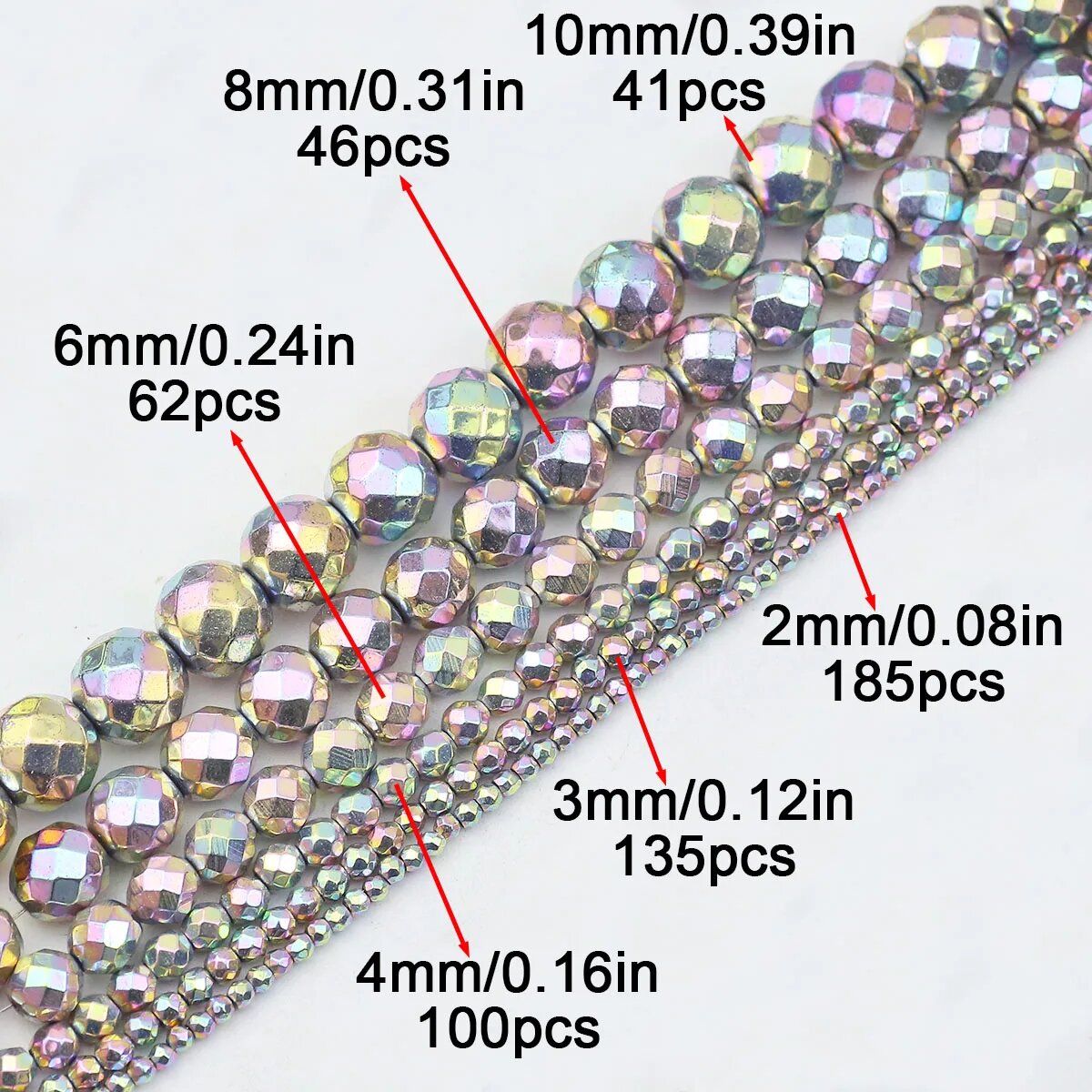 BTFBES 2-10 мм серебряный цвет круглые бусины натуральный камень гематит драгоценный камень немагнитный свободный шар для ювелирных изделий браслет ожерелье DIY 15 дюймов