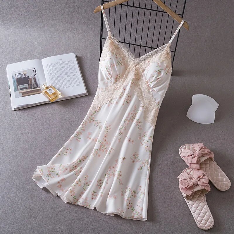 Женское сексуальное нижнее белье Daeyard, атласная ночная рубашка, шелковая рубашка с V-образным вырезом, женское кружевное платье