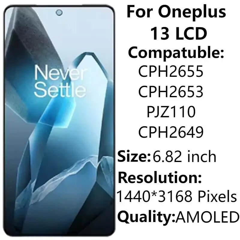 AMOLED дисплей для OnePlus 13 Silver With Frame