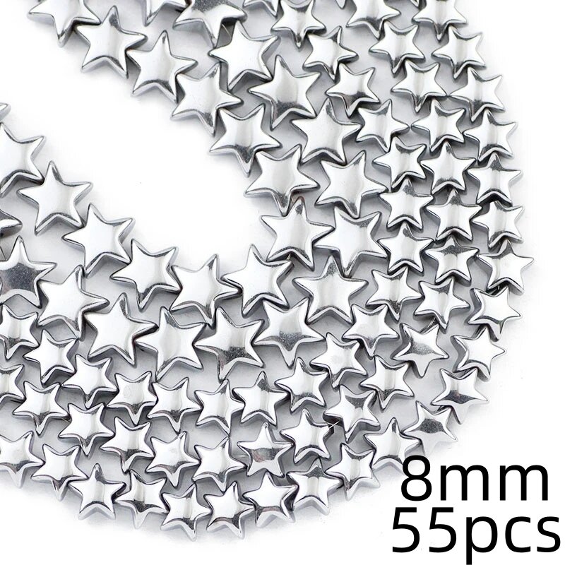 Бусины из гематита JHNBY Серебряный, Pentagram 8mm