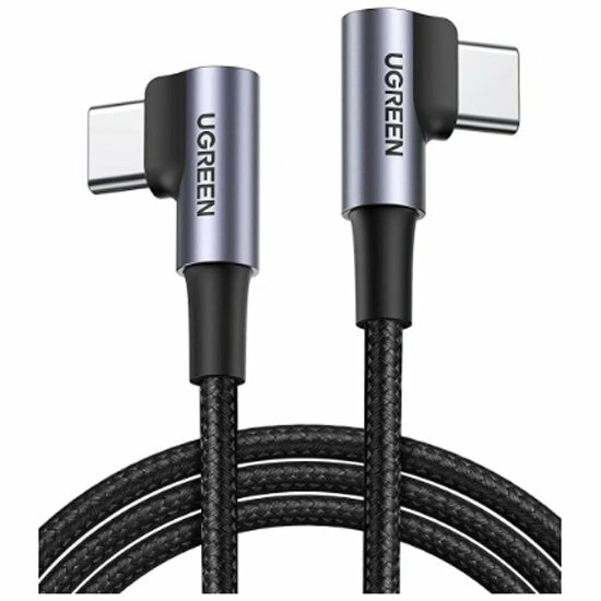 Кабель Ugreen US323 , USB-C - USB-C, 1м, угол, черный(70529)