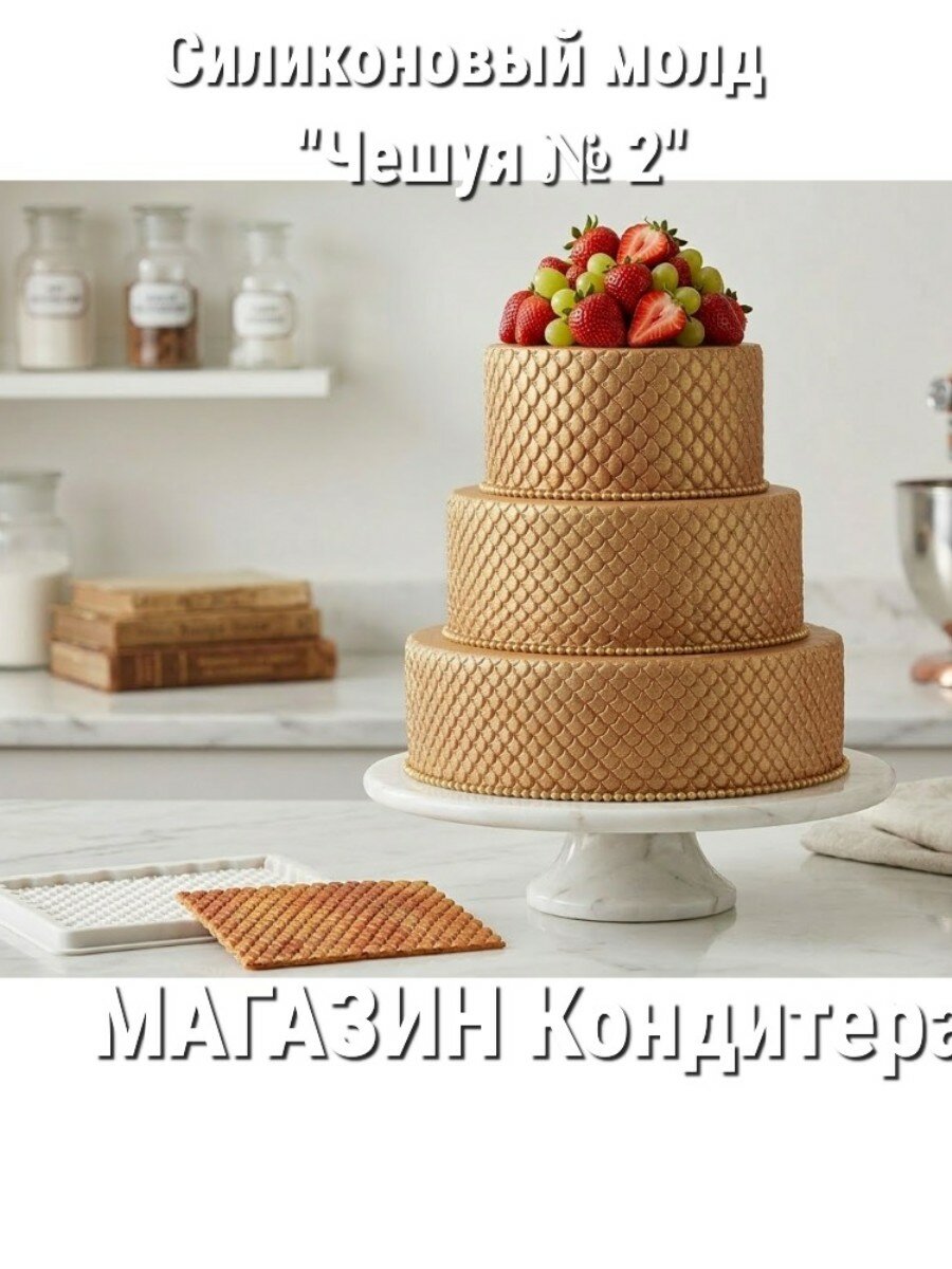 Силиконовый молд "Чешуя №2"подходит для мастики и полимерной глины