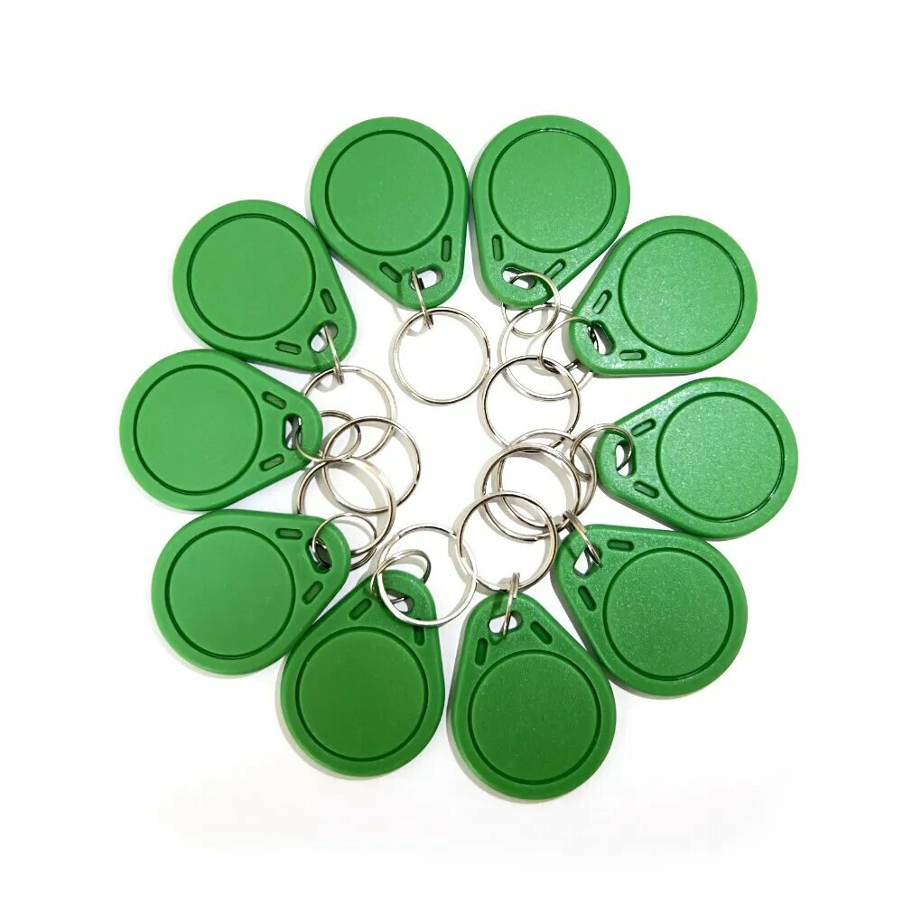 Ключ для домофона MIFARE ZERO, зеленый цвет (100 шт), перезаписываемый, для изготовления копий с карт и брелоков стандарта MF 1K, с возможностью перезаписи UID, рабочая частота 13,56 МГц.