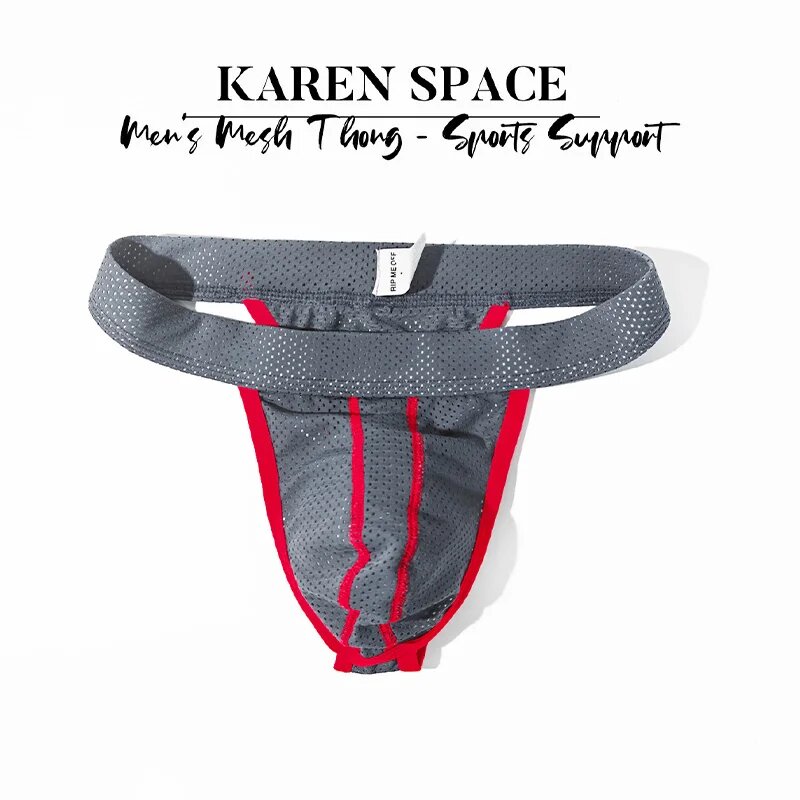 Мужские стринги Karen Space, серые, красные, M