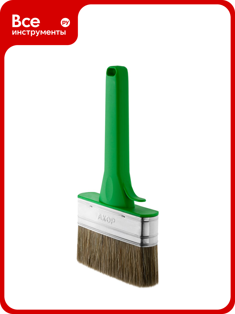 Кисть д/работ по дереву Акор, плоская кисть с смешанной щетиной и пластиковой рукоятью, для обработки древесины