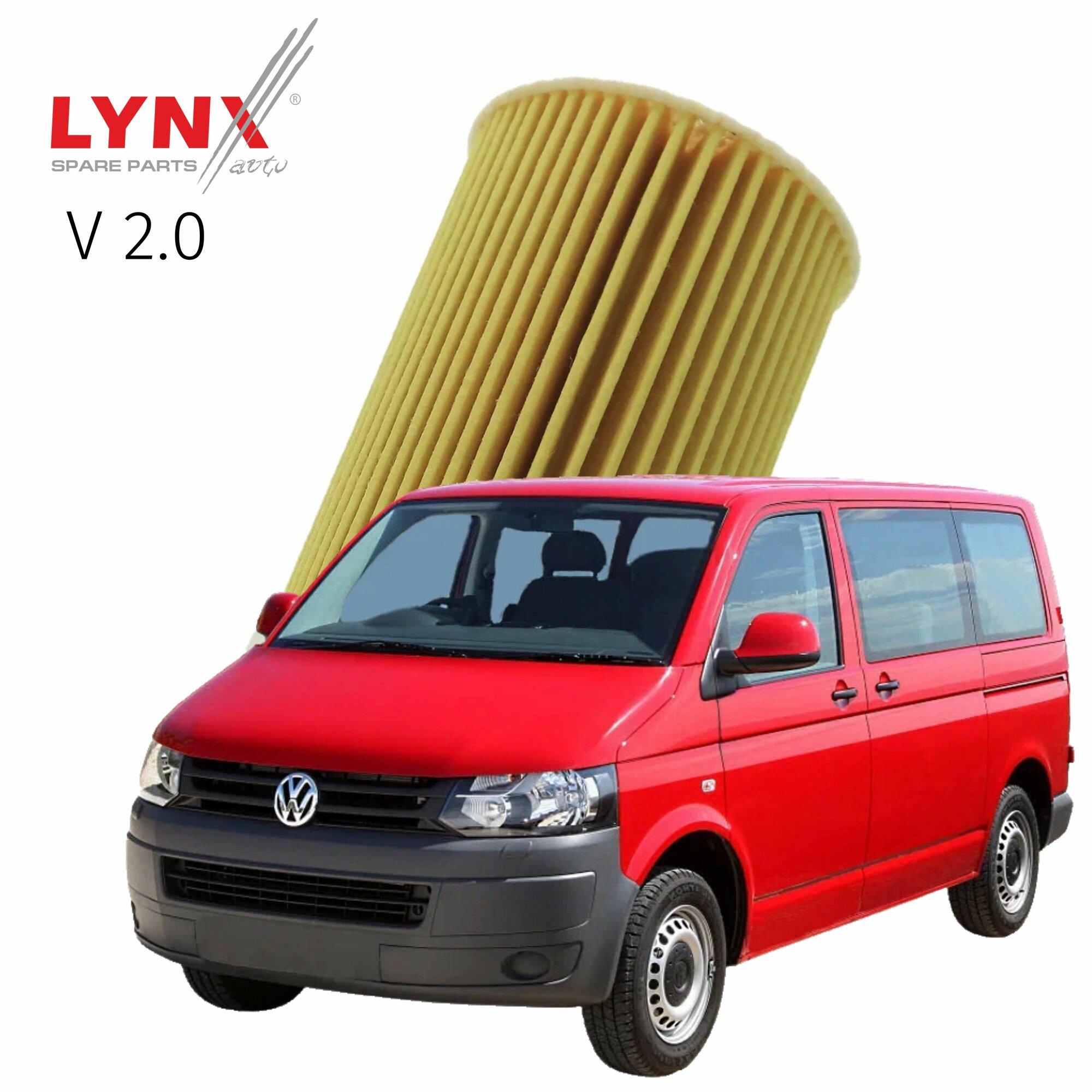 Фильтр масляный Volkswagen TRANSPORTER / CARAVELLE (5) / Фольксваген Транспортер 2002 2003 2004 2005 2006 2007 2008 2009 2010 2011 2012 2013 2014 2015 V2 CAAA / 1шт LYNXauto
