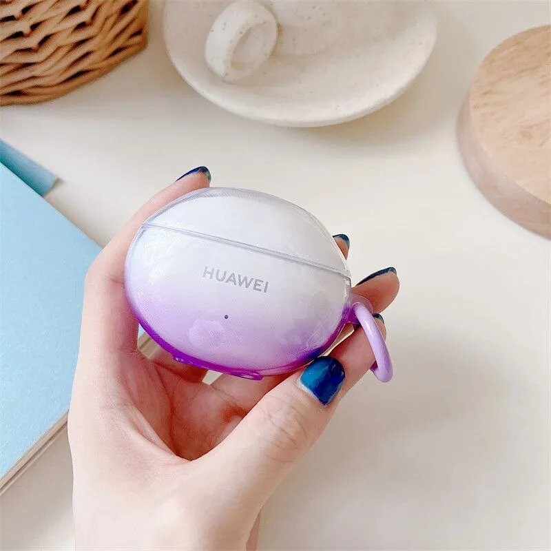 Силиконовый чехол для наушников Huawei Freebuds 5i Черный Розовый Пурпурный синий Постепенная прозрачность