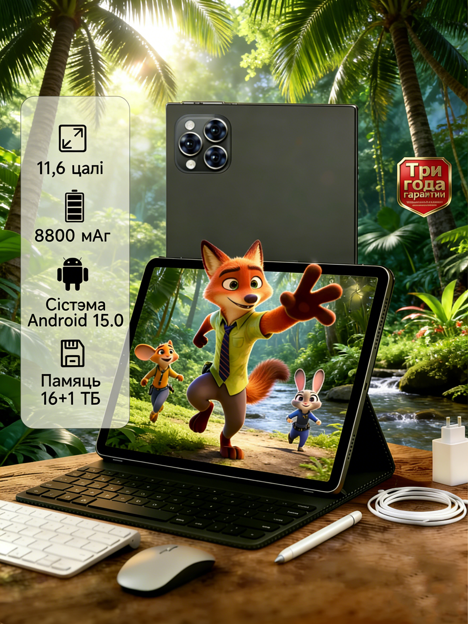 Новинка! Galaxy Pro12 планшет с мышкой и клавой, андроид15, 16+1024G, 11.6 дюймов, 8800мАч, чехол в подарок