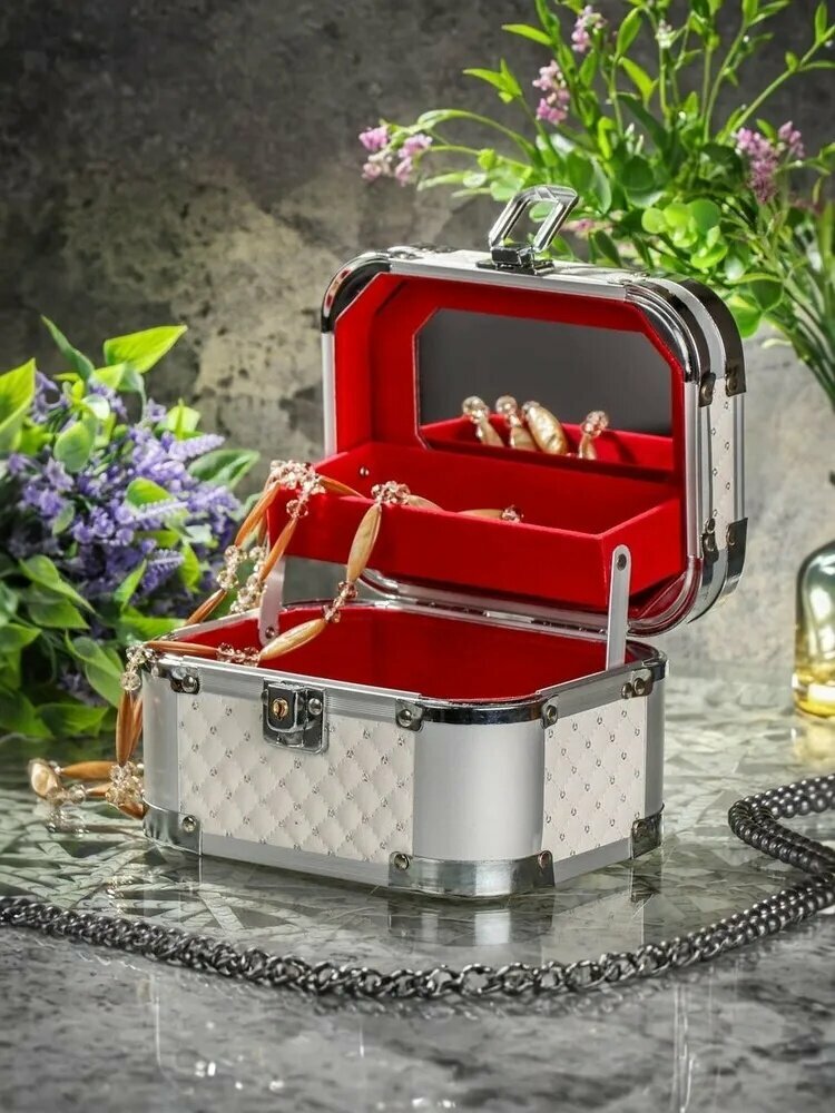 Шкатулка-кейс для украшений и косметики, 17х12.8х10 см