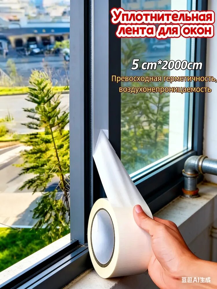 Зимняя уплотнительная лента для окон, 20 метров, белая, сильная адгезия, не оставляет следов