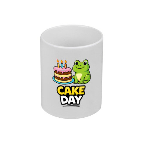 Кружка «Лягушка рядом с тортом CAKE DAY» (белый)