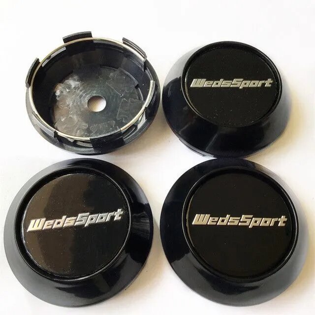 Колпаки ступицы колеса Wedssport, комплект 4 шт, 60 мм, черные, для литых дисков