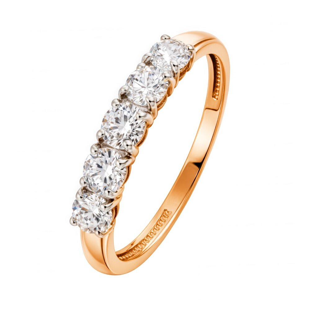 Кольцо 585GOLD, серебро, 925 проба, золочение, фианит
