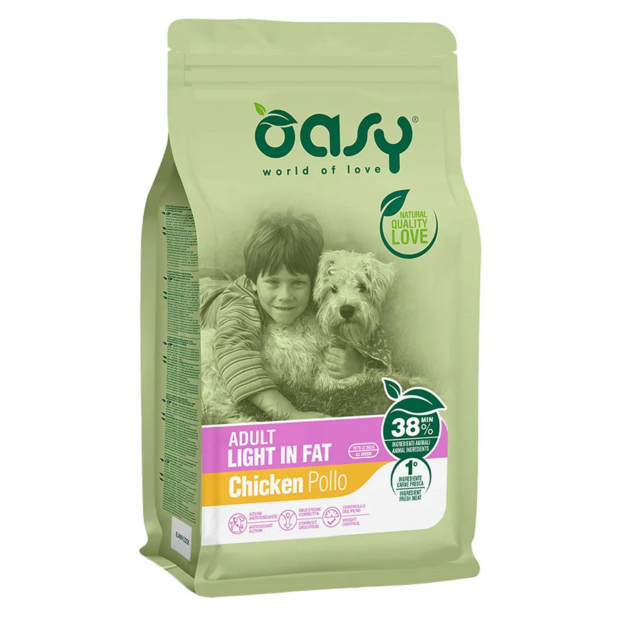 Сухой корм для взрослых собак с лишним весом Oasy Dry Light in Fat Professional с курицей, 3 кг