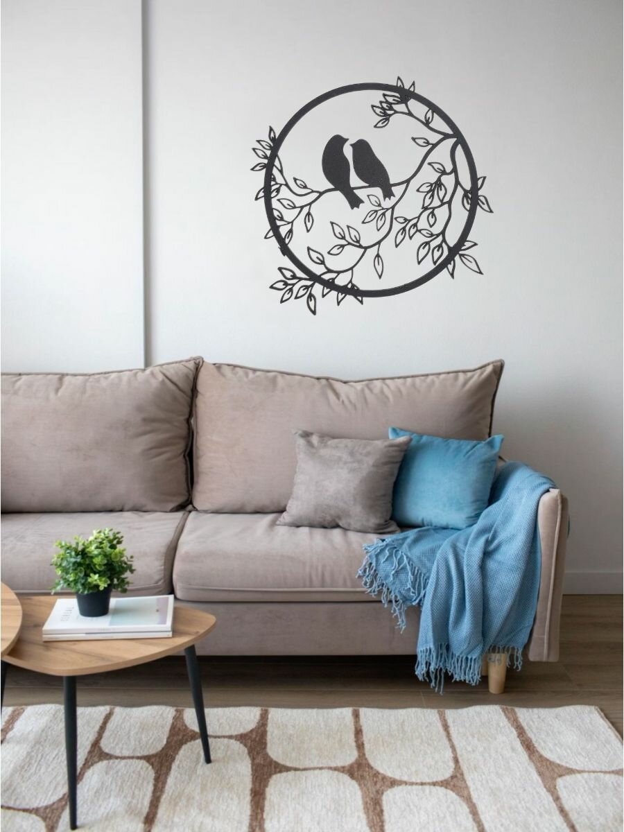 Панно "Птицы на ветке", декор для дома, деревянное панно, декор для комнаты