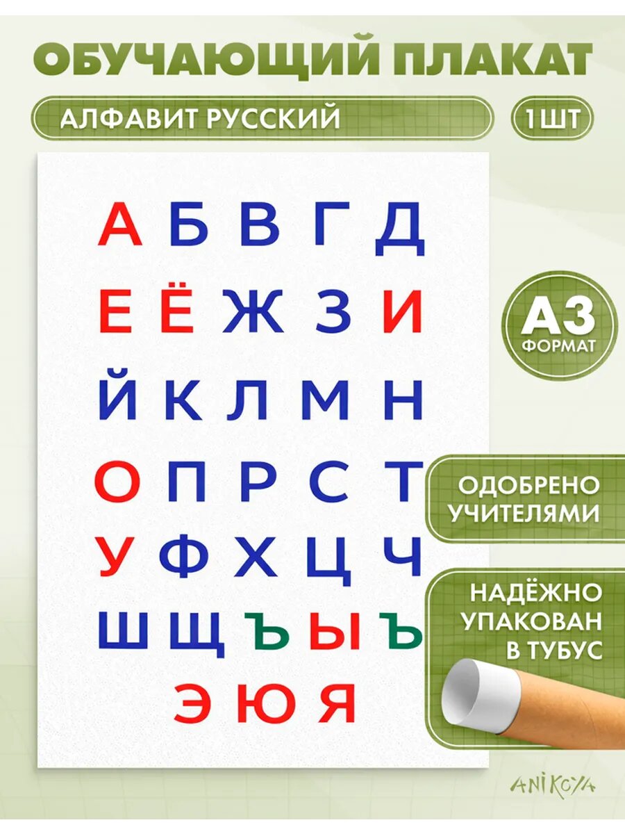 Постеры на стену обучающие алфавит русский